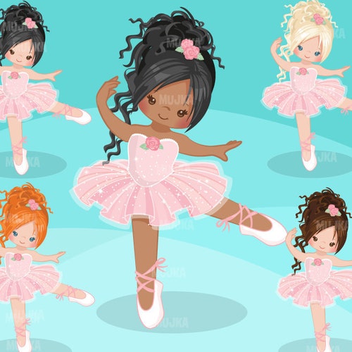 Ballerina Clipart With Cute Characters Pink Tutu Ballet - Etsy