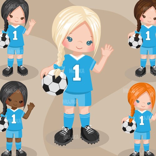 Soccer Clipart. Sport Graphics Girls Soccer Player - Etsy