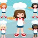 Baking Clipart Pizza Chef Clipart. Little Girl Graphics, Embroidery ...
