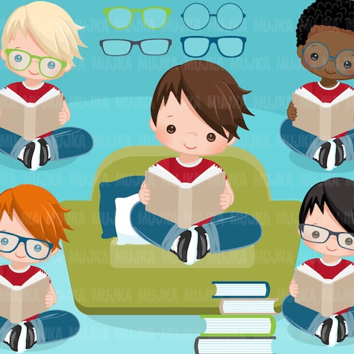 Reading Clipart School Activity Back to School Student Afro | Etsy