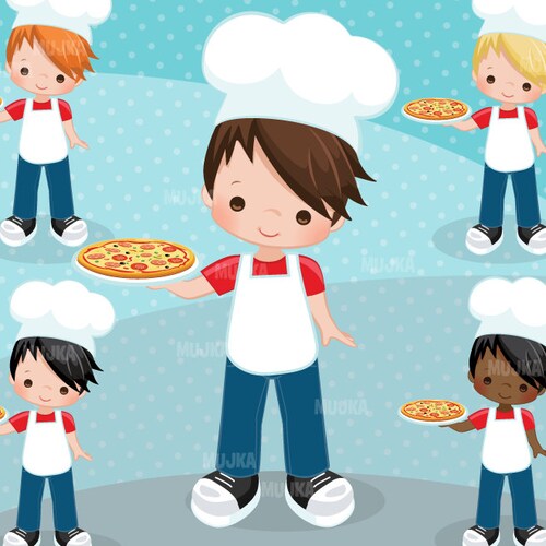 Pizza Chef Clipart. Little Boy Graphics Embroidery - Etsy