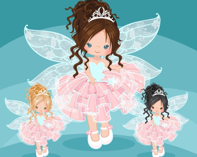 Pink Fairy Clipart. Cute Fairy Character Graphics Angel - Etsy