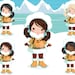 Arctic Eskimo Clipart. Cute Winter Background, Eskimo Girls, Arctic ...