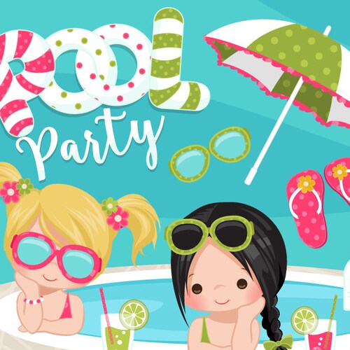 Pool Party Cartoon Clipart