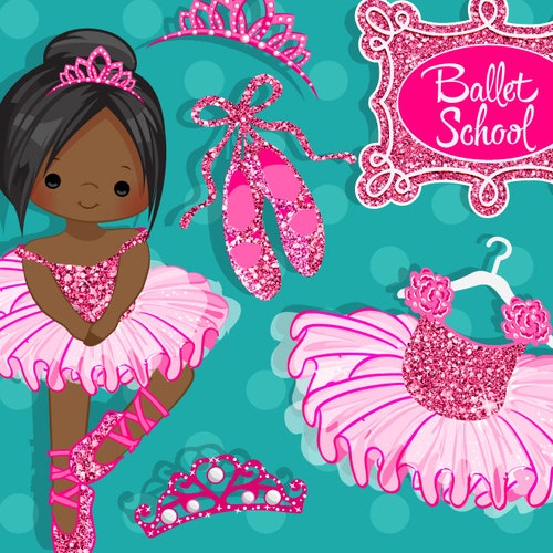 Ballerina Clipart With Cute Characters Pink Tutu Ballet - Etsy