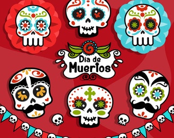 Day of the Dead Clipart Sugar Skull Dia De Los Muertos - Etsy