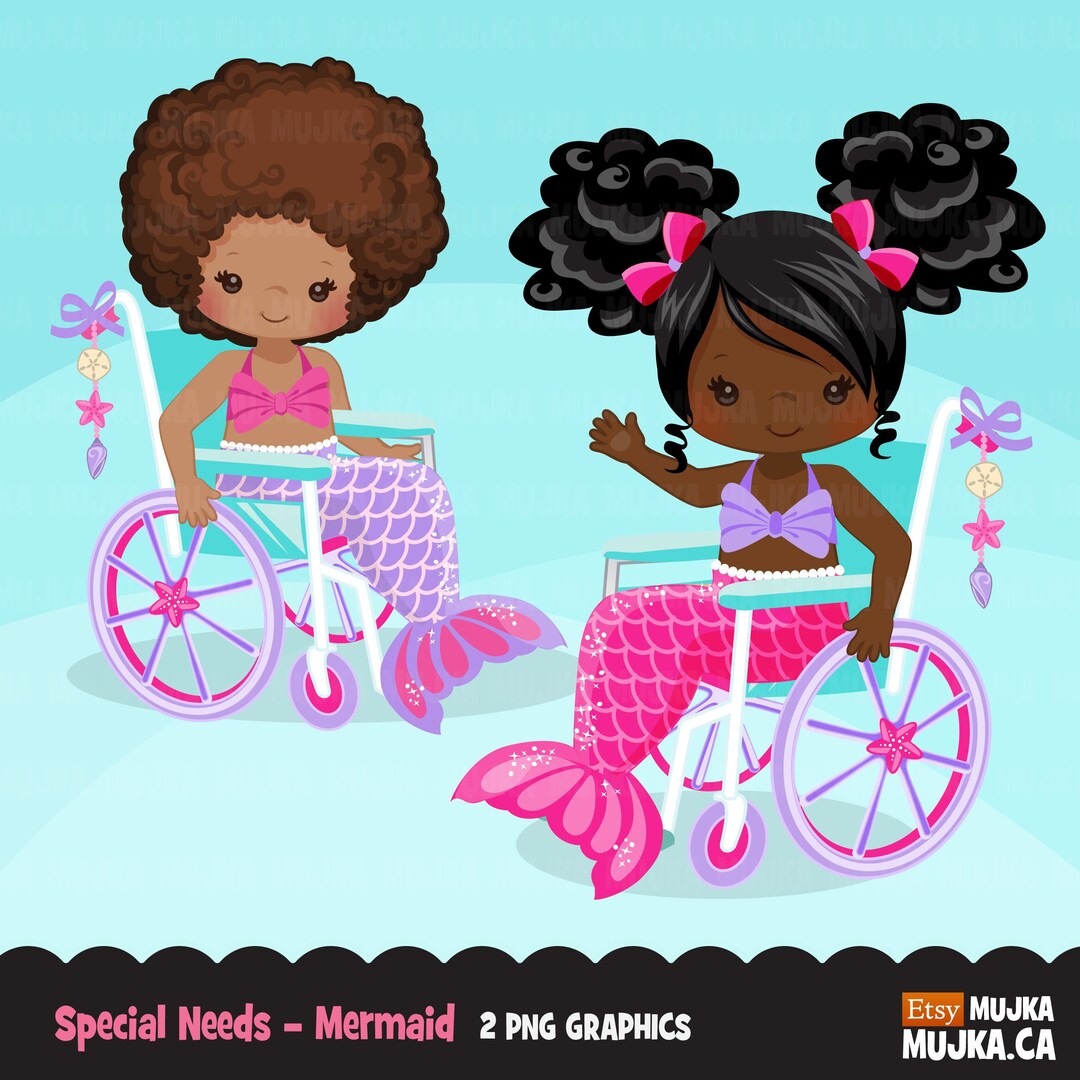 Special Needs Wheelchair Clipart, Mermaid Princess Clipart, Disability ...