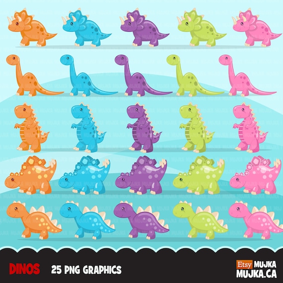 Dinosaur clipart. Cute baby dino graphics, cookie design, clip art, t ...