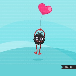 Valentine Monsters Clipart. Valentine's Day Animal Illustration, Cupid ...