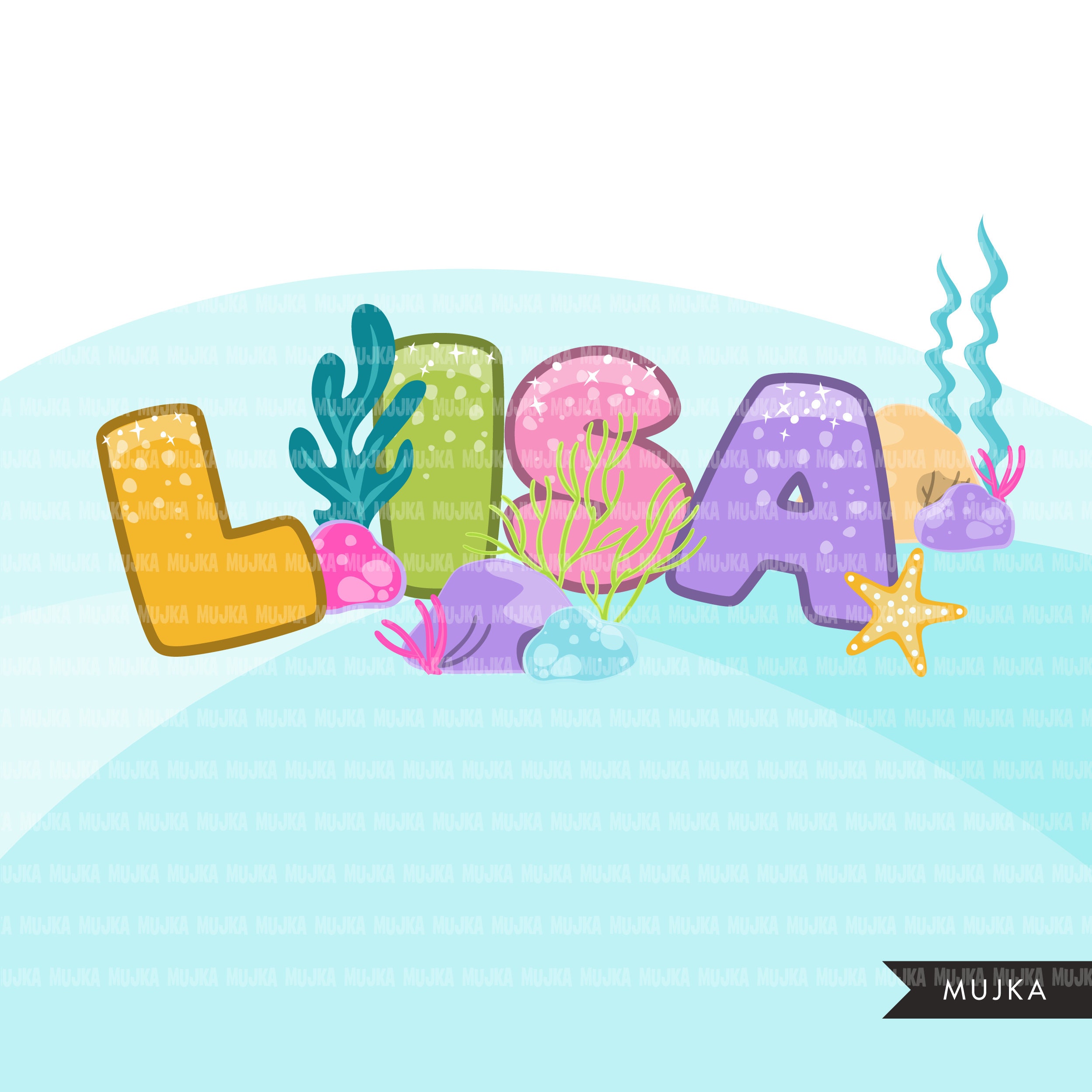 Mermaid Alphabet Clipart, Rainbow Mermaid Squad Capital Letters Numbers ...