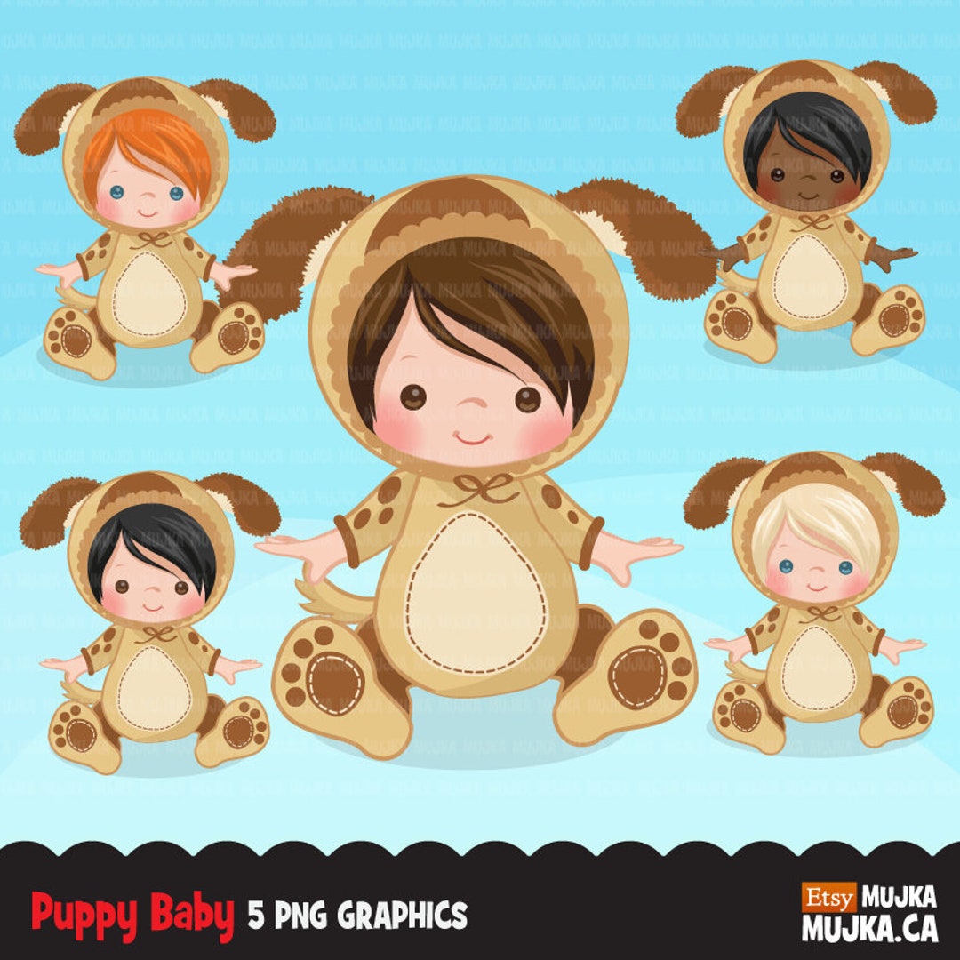 Baby Puppy Dog Clipart, Halloween Costume Baby Shower Graphics, Card ...