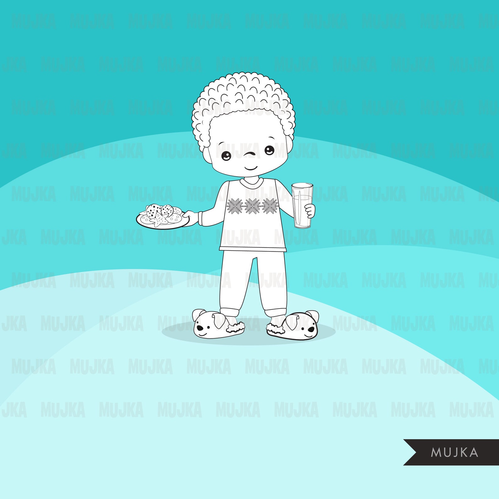 Christmas Kids Digital Stamps. Boy Characters With Hot - Etsy