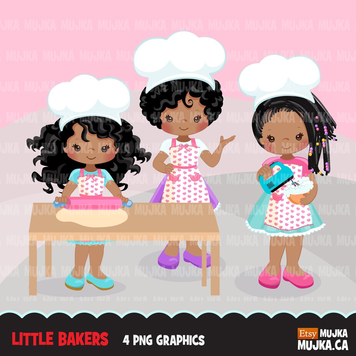 Baking Clipart Cute Afro Baker Characters Kitchen Chores | Etsy