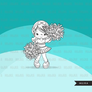 Cheerleader Digital Stamps. Sports Graphics, Cheerleader Pom Pom ...