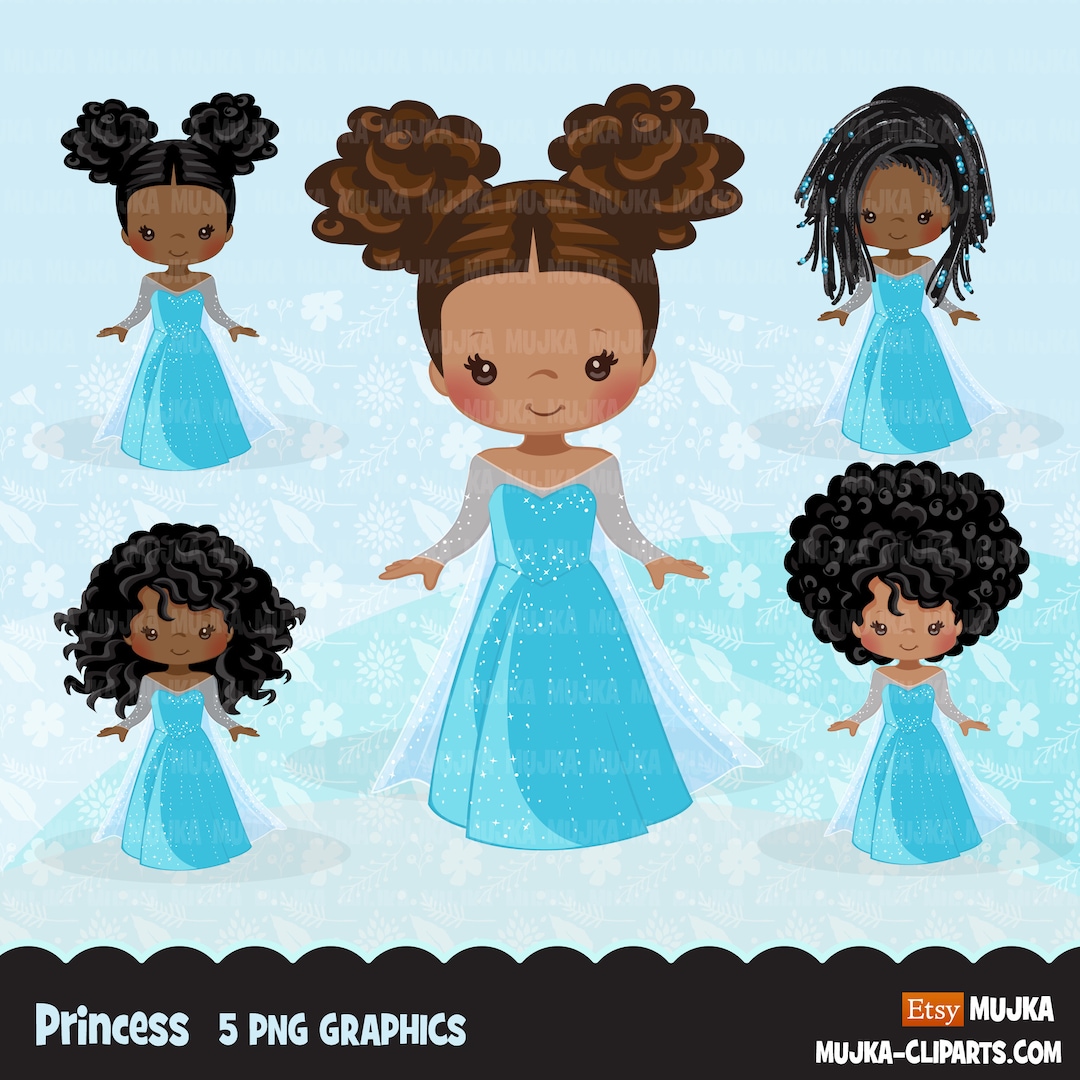 Black Princess Clipart, Fairy Tale Graphics, Girls Story Book, Light ...