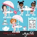 Tea Party Clipart. Little Girls Tea Party and Cupcakes, Parasol, Tea ...