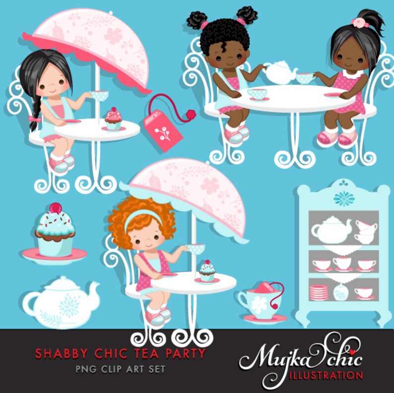 Tea Party Clipart. Little Girls Tea Party and Cupcakes - Etsy