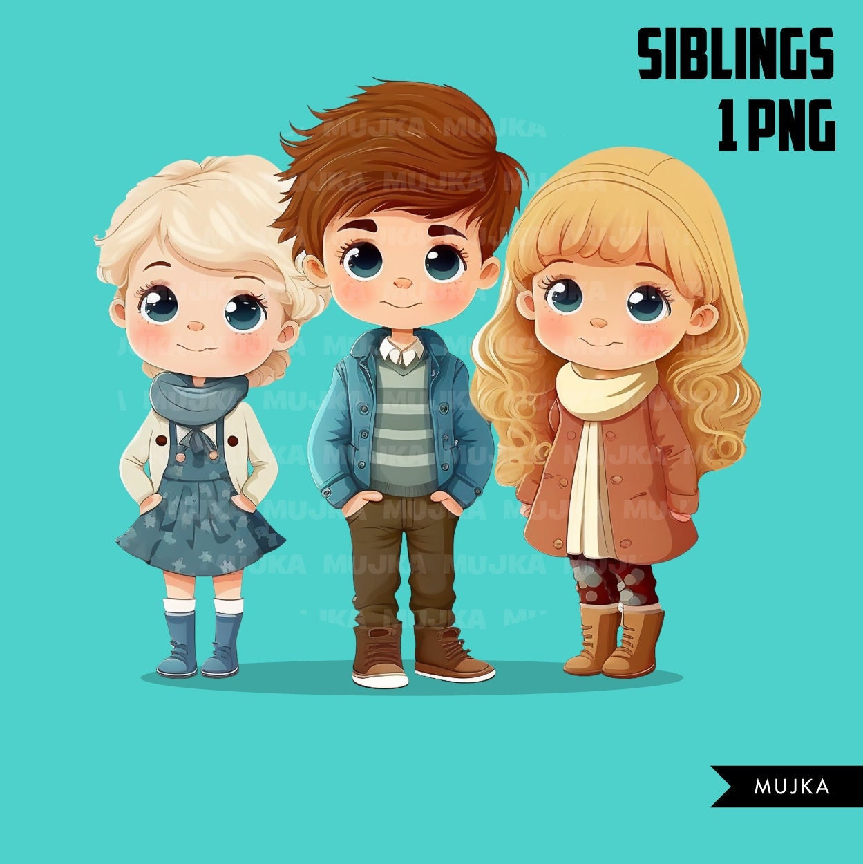 3 Brothers And 1 Sister Clipart