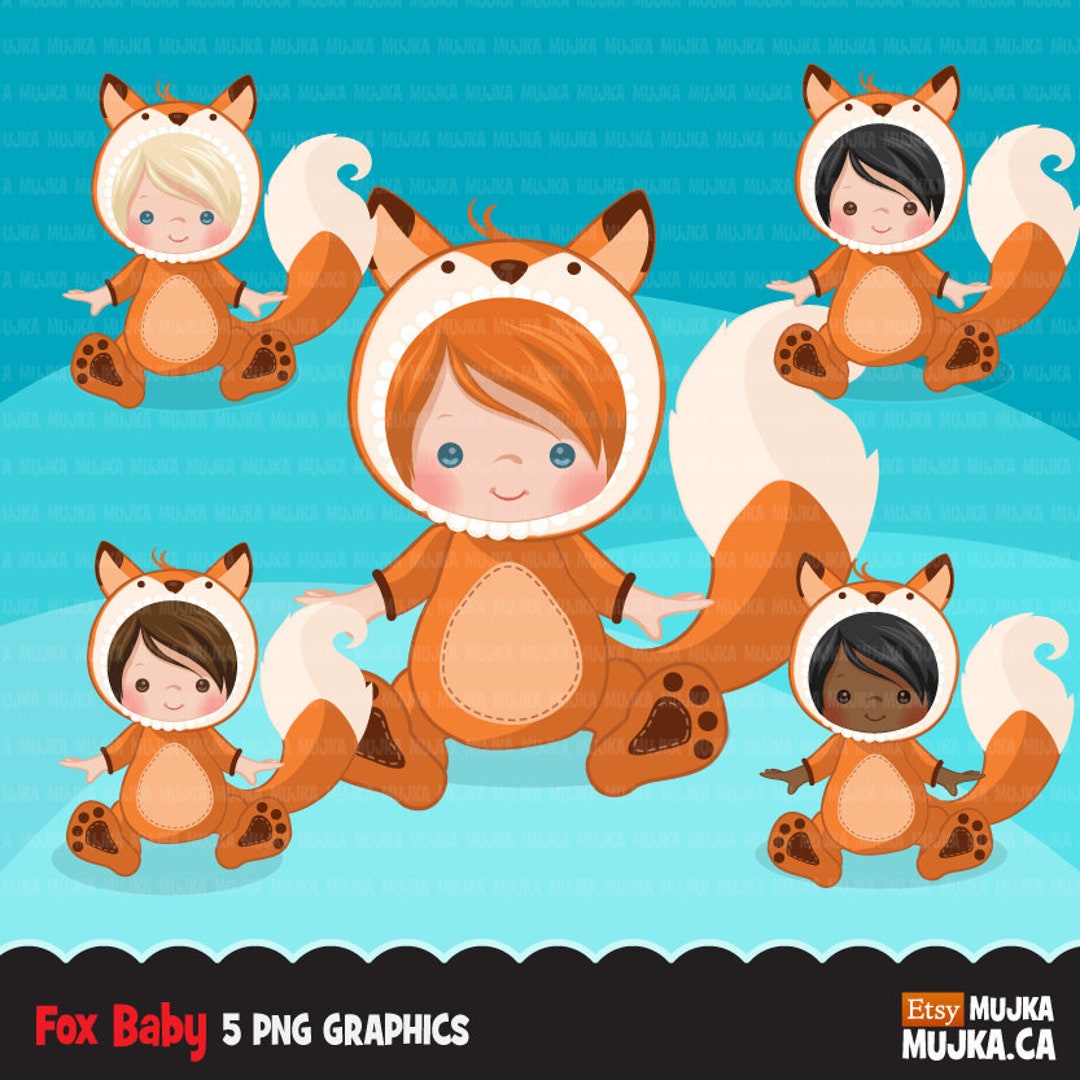 Baby Fox Clipart, Halloween Costume Baby Shower Graphics, Card Making ...