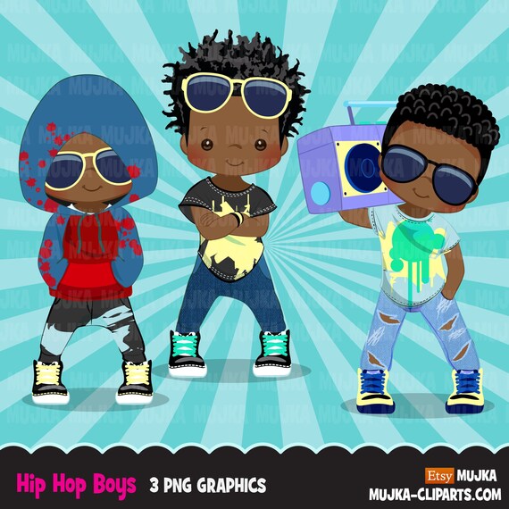 Afro black Hip hop dancer boys clipart, boombox, break dance, rapping ...
