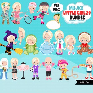 Cute Little Girl PNG Clipart Bundle, Cute Girl Digital Stickers ...