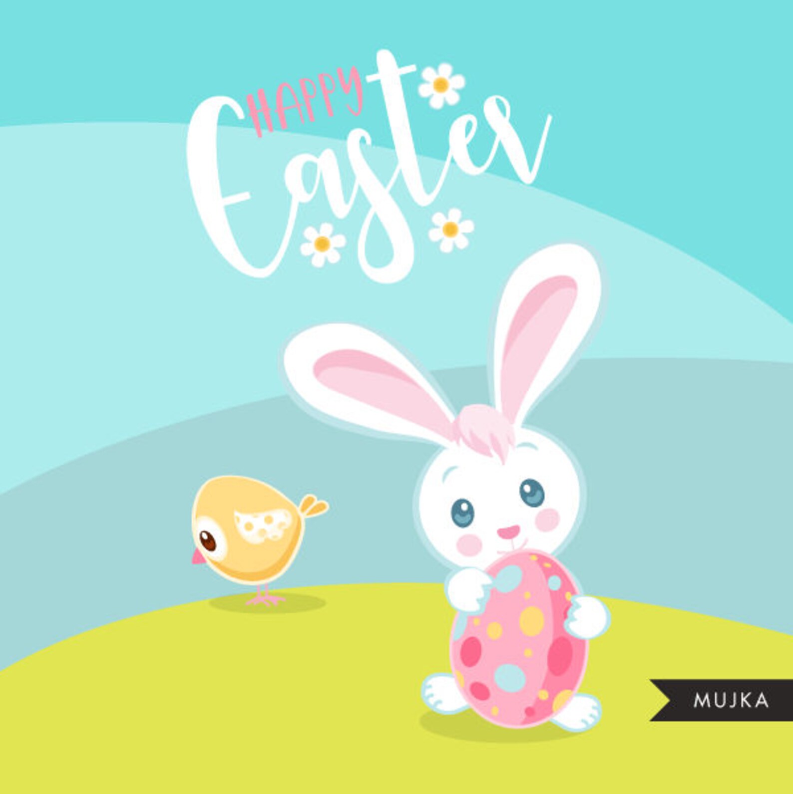 Easter Clipart. Cute Spring Animals Graphics Baby Bunny - Etsy