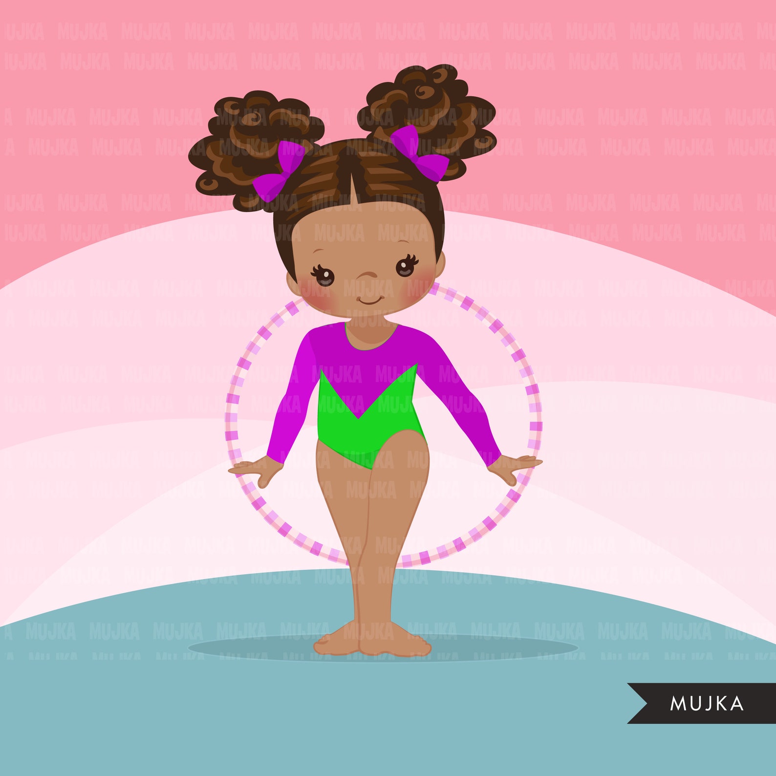 Gymnastics Clipart Gymnast Black Girls Hula Hoop Sports | Etsy