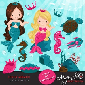 Mermaid Clipart & Under Sea Graphics, Little Mermaid Characters ...