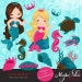 Mermaid Clipart & Under Sea Graphics, Little Mermaid Characters ...