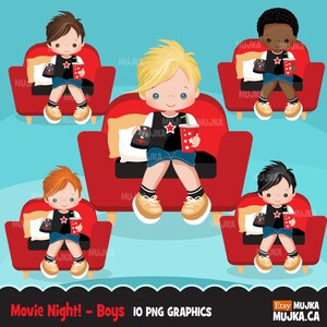 Movie Night Clipart Bundle, Sleepover, Home Birthday Party, Popcorn ...