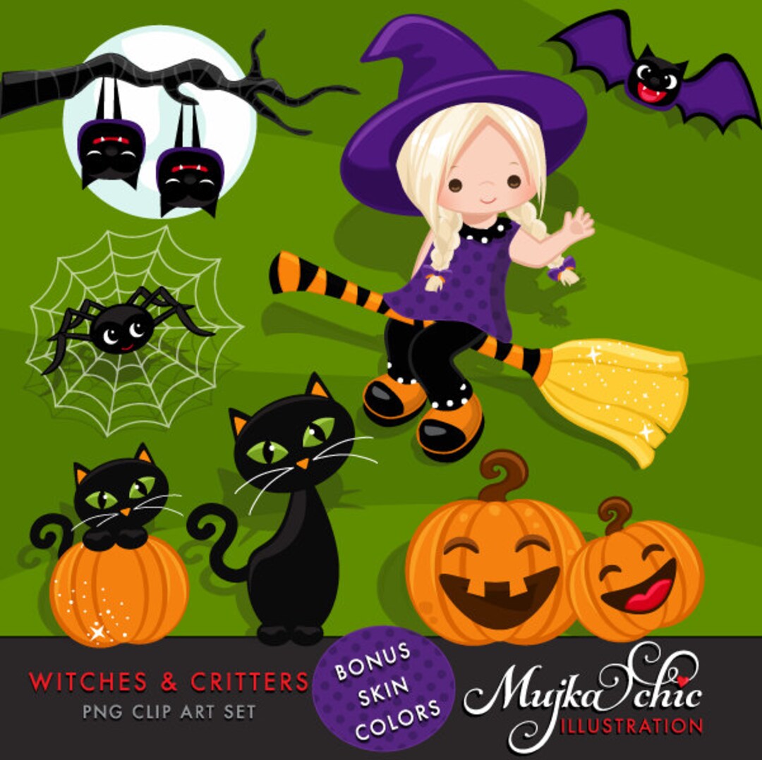 Halloween Clipart, Halloween Witch Clipart, Cute Witch Png, Halloween ...