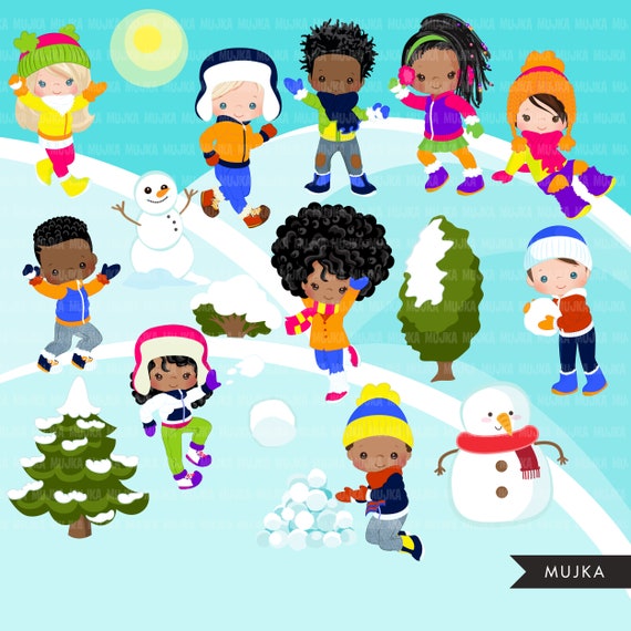 Snowman Snowball Fight Clipart