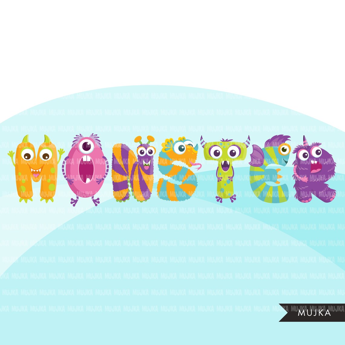 Monster Alphabet Clipart, Birthday, Boy Girl and Baby Shower Letters ...