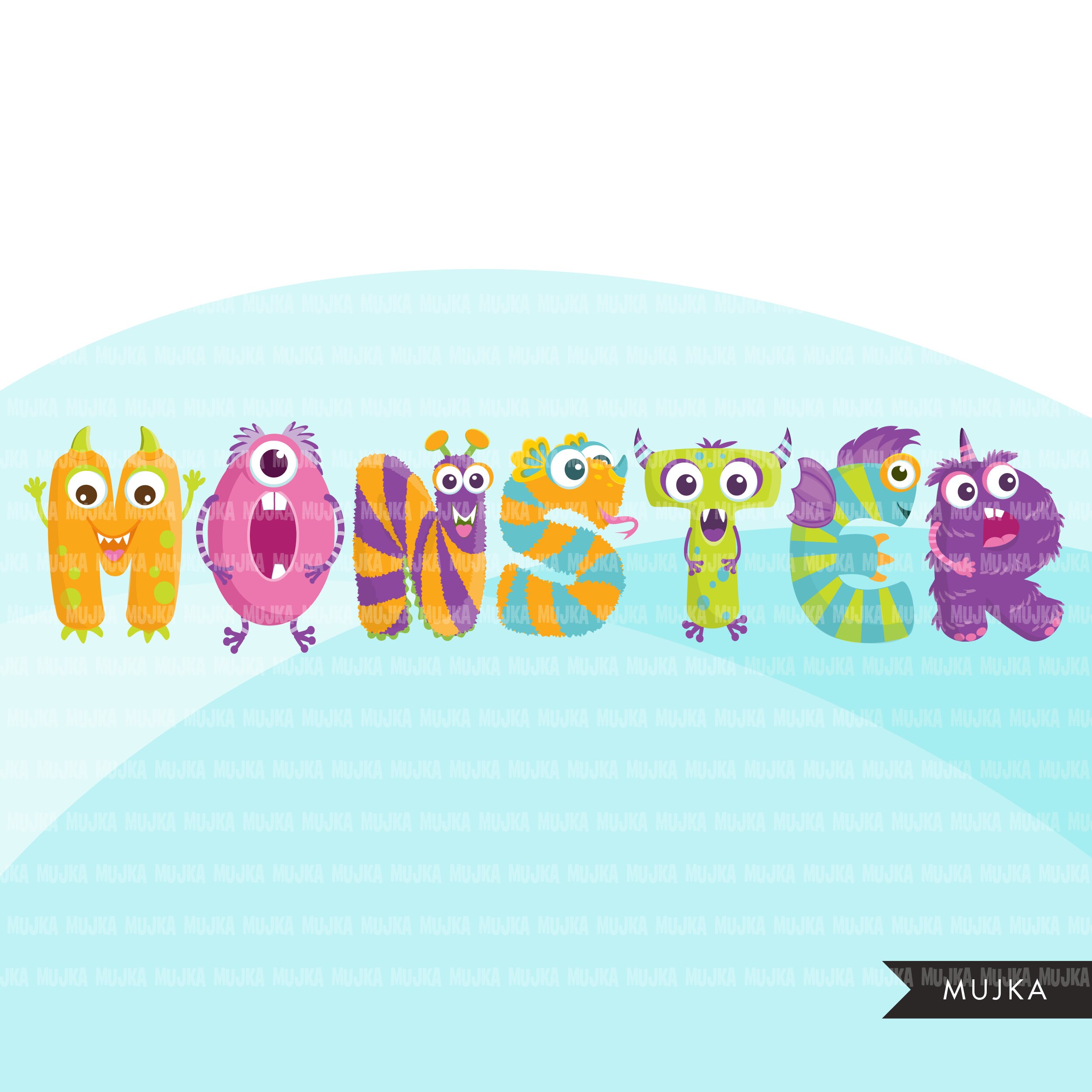Monster Alphabet Clipart Birthday Boy Girl and Baby Shower | Etsy