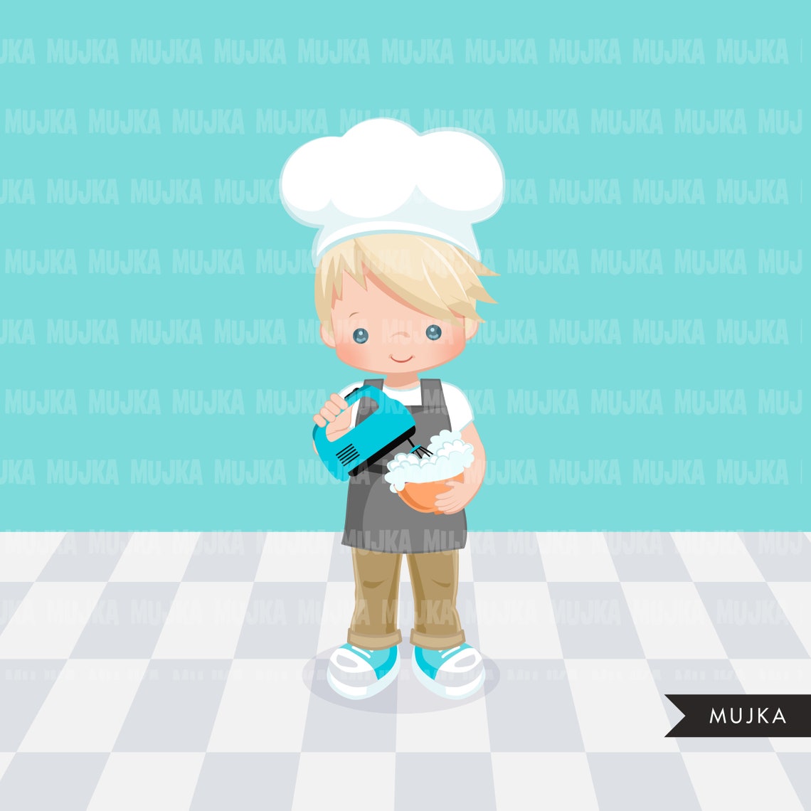 Baking Clipart Cute Baker Boy Characters Kitchen Chores | Etsy