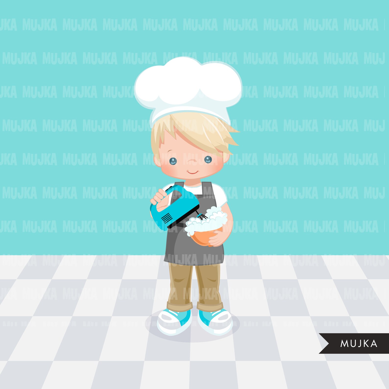 Baking Clipart Cute Baker Boy Characters Kitchen Chores | Etsy