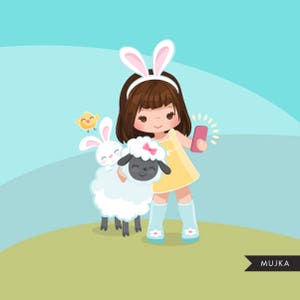 Easter Animals Spring Clipart , Scavenger, Bunny, Lamb, Chick, Cute ...