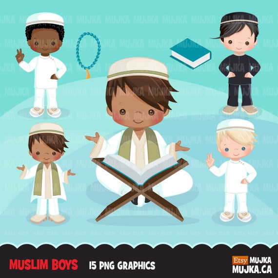 Muslim boys clipart. Islam graphics, Quran reading kids with Taqiyah ...