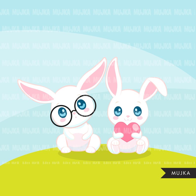 Easter Bunny Clipart Cute Rabbit With Easter Egg Animal - Etsy