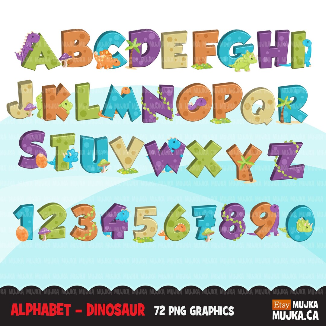 Dinosaur Alphabet Clipart Bundle, Stackable Boy Birthday, Baby Shower ...