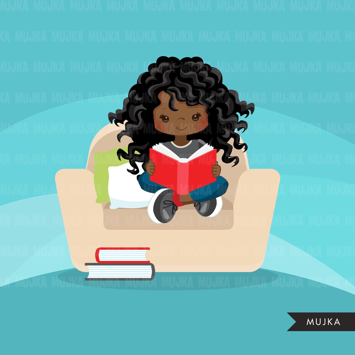 Reading Clipart School Activity Homework Student Girl - Etsy