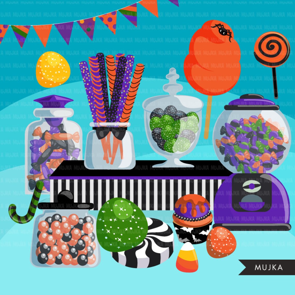 Halloween Candy Clipart. Buffet Bar Display Sweets Lollipop - Etsy