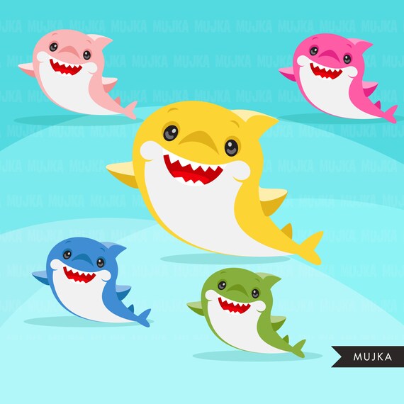 Colorful shark clipart Instant Download SVG and PNG Sharks clipart Cute ...
