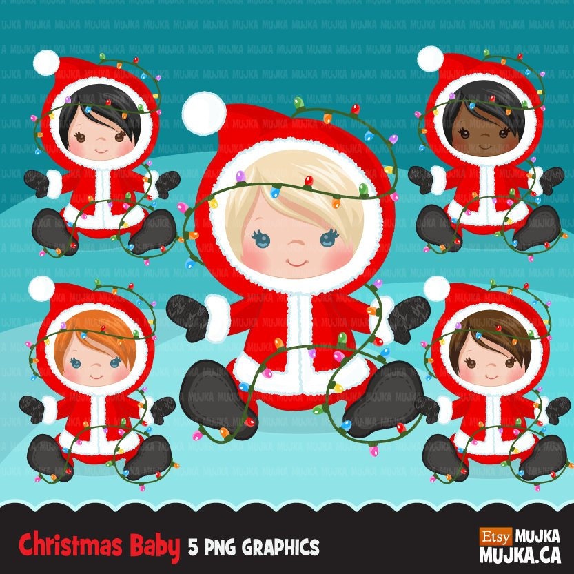 Baby Christmas clipart Santa costume baby shower graphics | Etsy