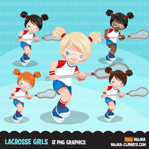 Lacrosse Clipart graphics, girls lacrosse player characters, stickers ...