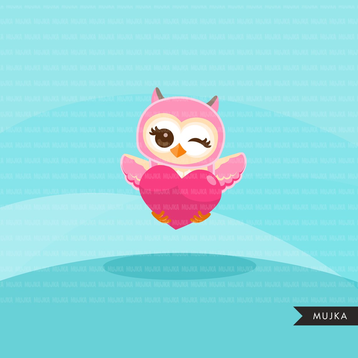 Valentine Owls Clipart. Valentine's Day Animal Illustration, Cupid ...