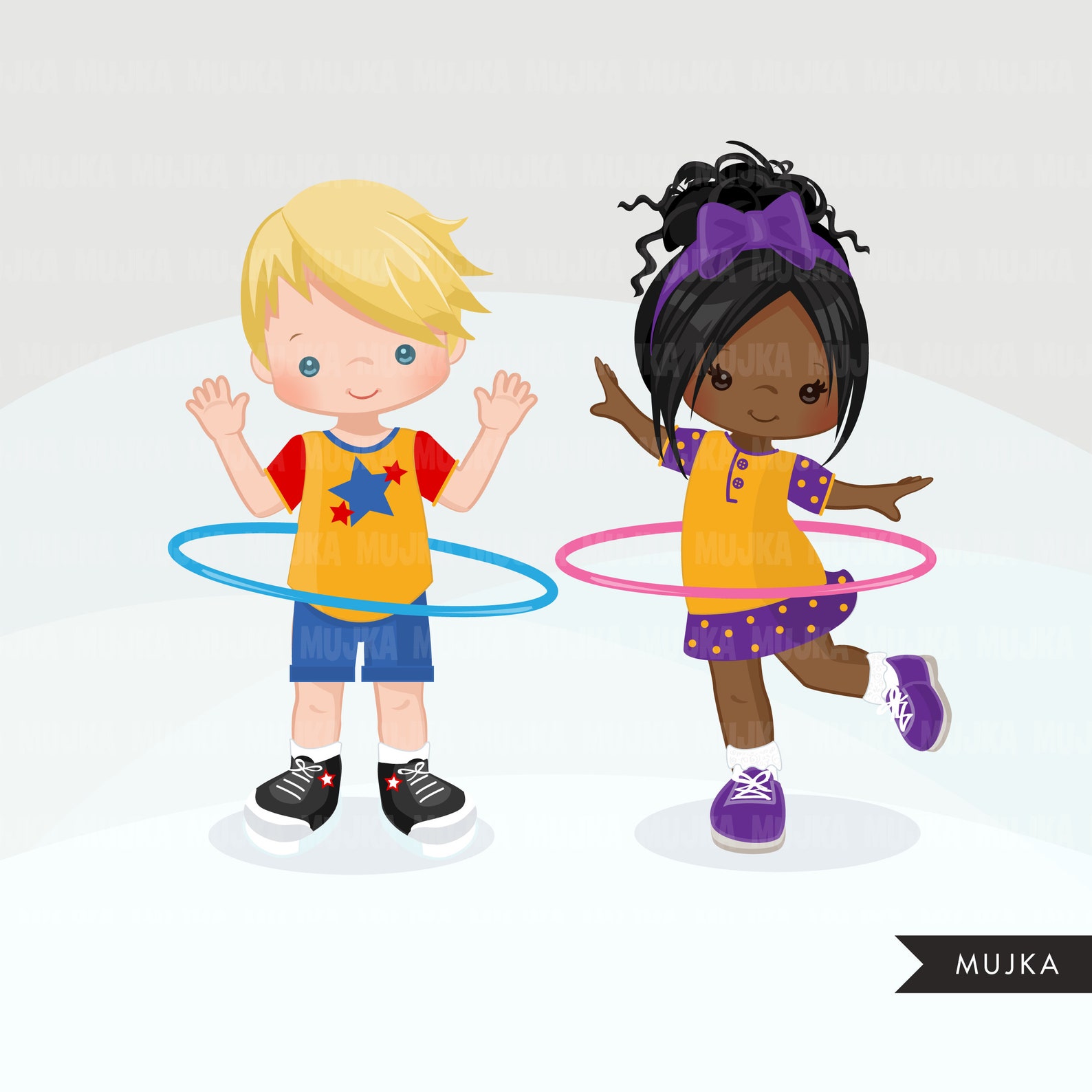 Hula Hoop Boys Clipart. Outdoors Activity Hula Hoop Graphics - Etsy