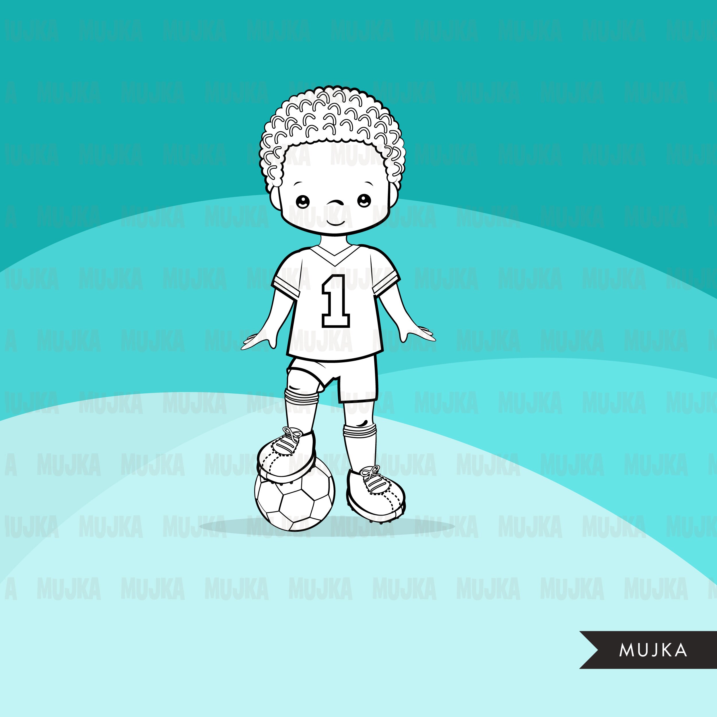 Soccer Players Digital Stamps. Sports Graphics Soccer Ball - Etsy