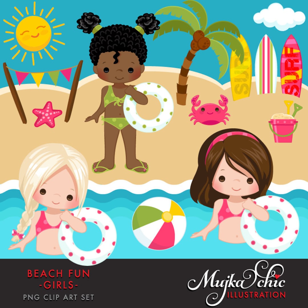 Beach Fun Clipart for Girls. Summer Cliparts, Beach, Swimming Girl ...