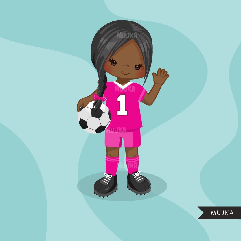 Soccer Clipart. Sport Graphics Girls Soccer Player - Etsy